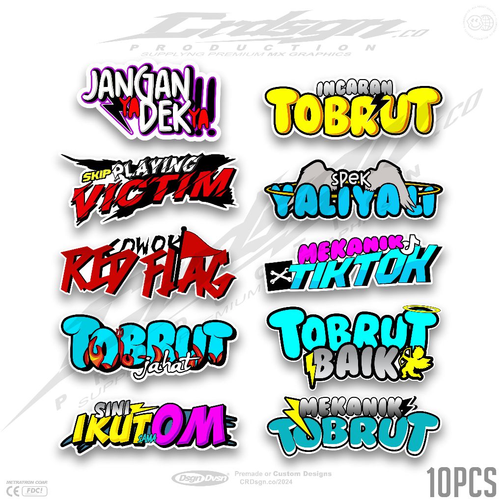 Jual STIKER PACK ISI 10 STANDAR MEKANIK TOBRUT,TOBRUT BAIK,INCARAN ...