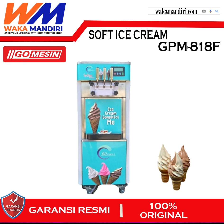 Jual GPM-818F Mesin Es Krim GOMESIN Soft Ice Cream 3 Tuas Standing Original | Shopee Indonesia