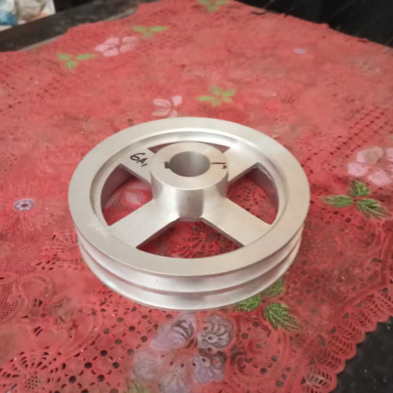 Jual pulley alumunium 6 inch A2 (double v belt) free baut | Shopee ...