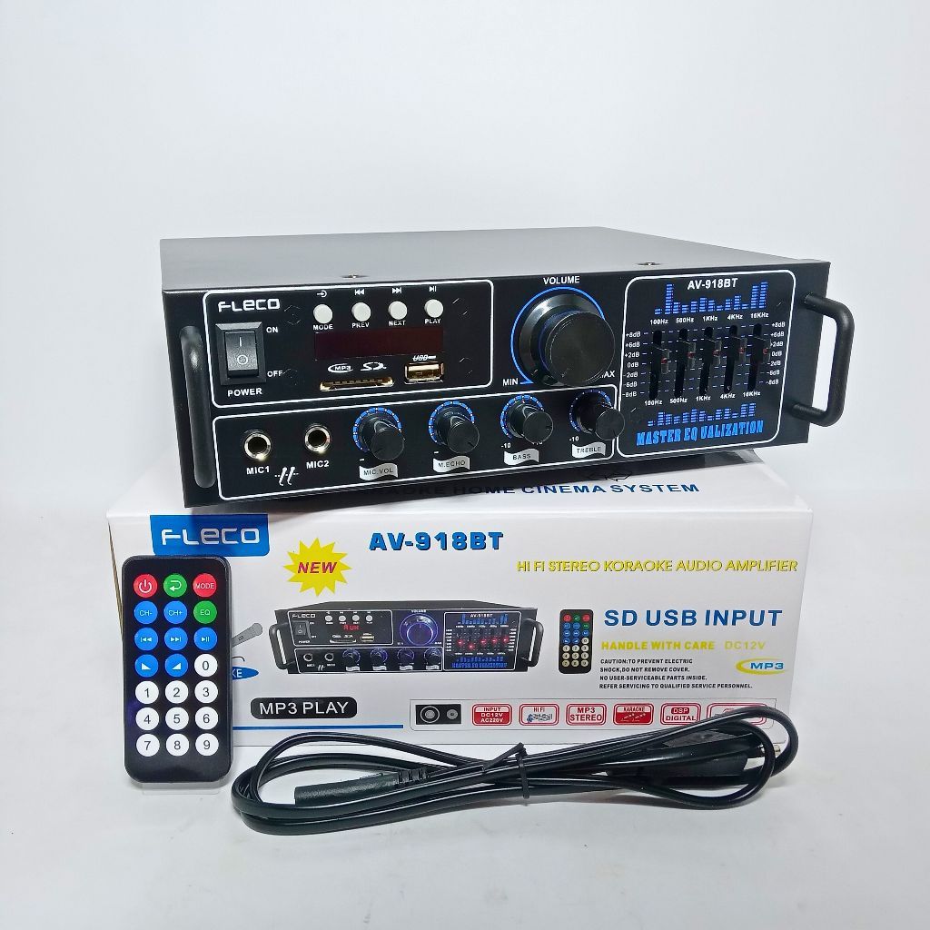Jual Amplifier Power 2000 Watt Full Bass Fleco AV-918BT Audio Penguat ...