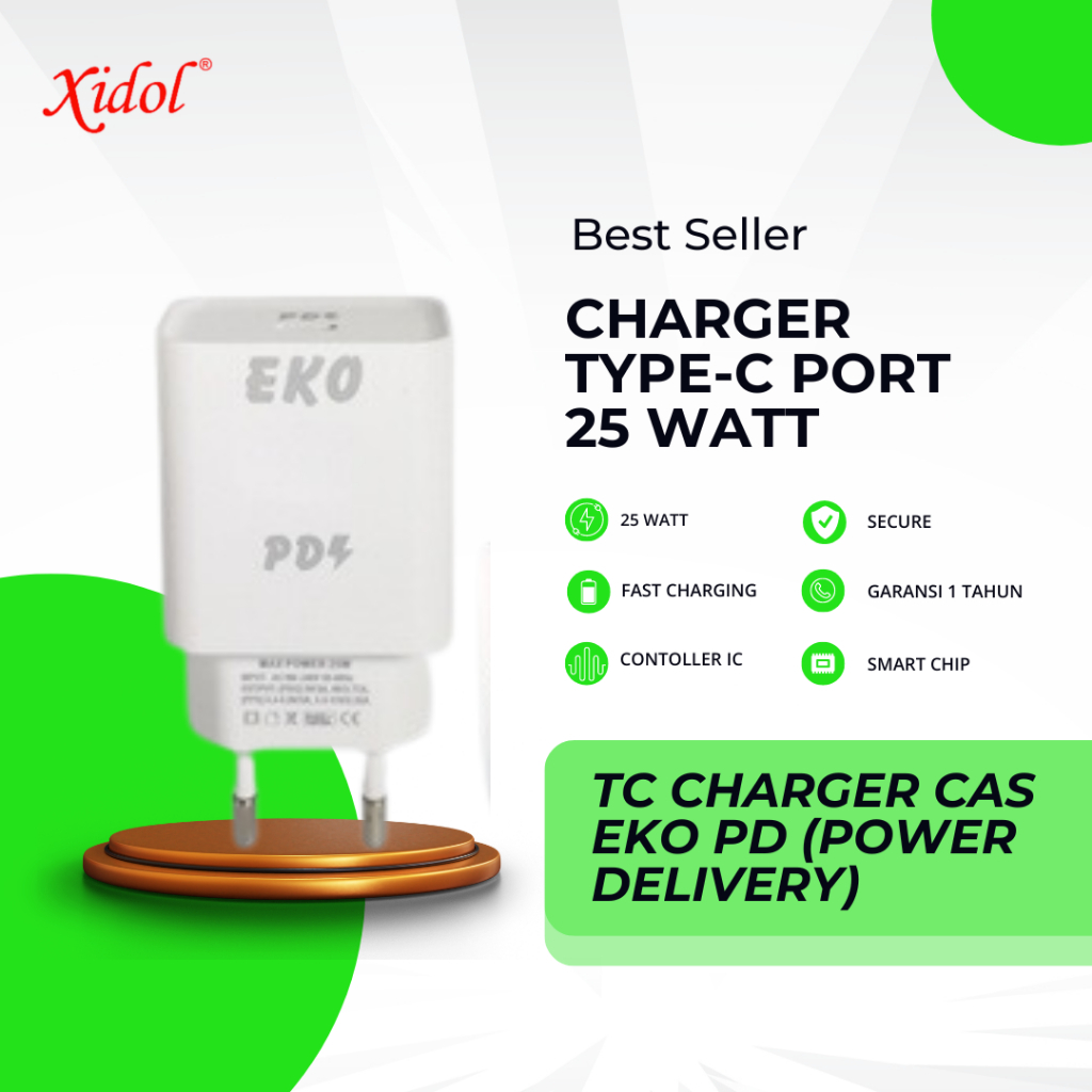 Jual CHARGER EKO PD (POWER DELIVERY) TYPE C 25 WATT (BISA UNTUK IPHONE ...
