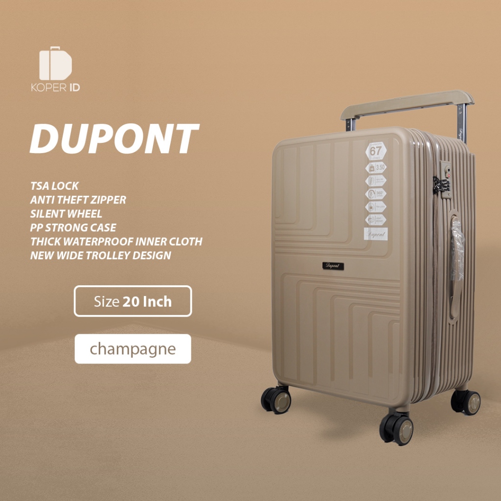 Jual Dupont Koper Hardcase PP Wide Trolley Anti Theft Zipper dan TSA ...