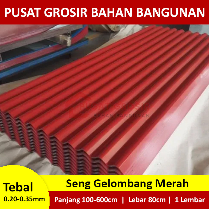 Jual Atap Seng Gelombang Merah Lebar 80cm Tebal 0.20 / 0.25 / 0.30 / 0 ...
