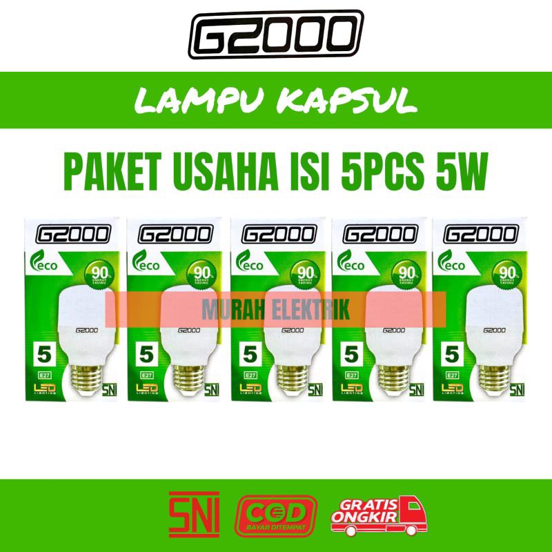 Jual (Paket Isi 5PCS) LED G2000 5W 10W 15W 20W 15W 20W 30W 40W Bohlam Kapsul E27 6.500K | Shopee ...