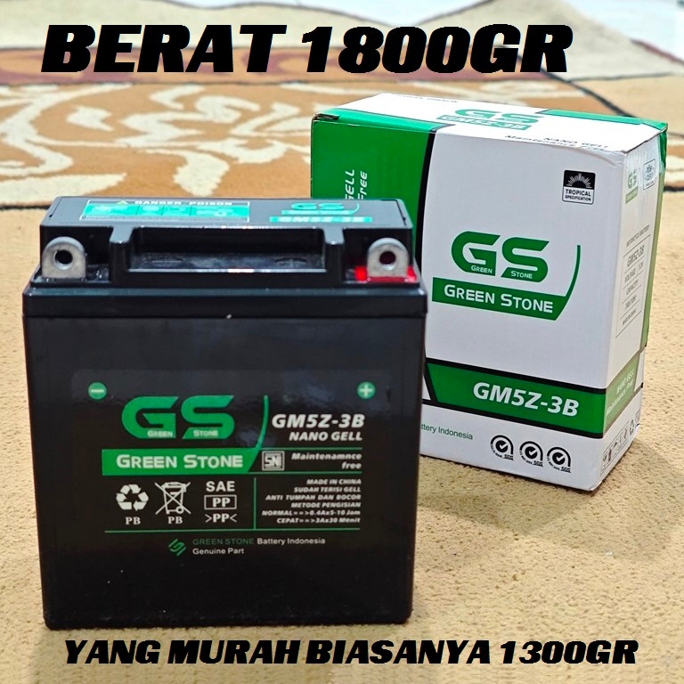 Jual TER MURAH AKI KERING GS GM5Z 3B DUS HIJAU mf gm5z-3b acu accu honda astrea grand mega pro ...