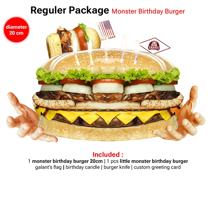 Jual Monster Birthday Burger 20cm - Regular Package (Birthday Cake ...