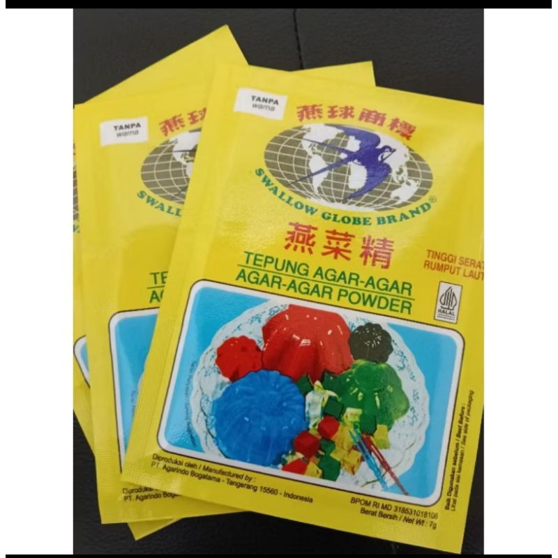 Jual Agar-Agar agar agar Swallow Globe Putih plain kemasan sachet 7gr ...