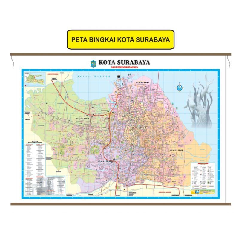 Jual Peta Bingkai Kota Surabaya Ukuran Besar 175 x 120cm | Shopee Indonesia