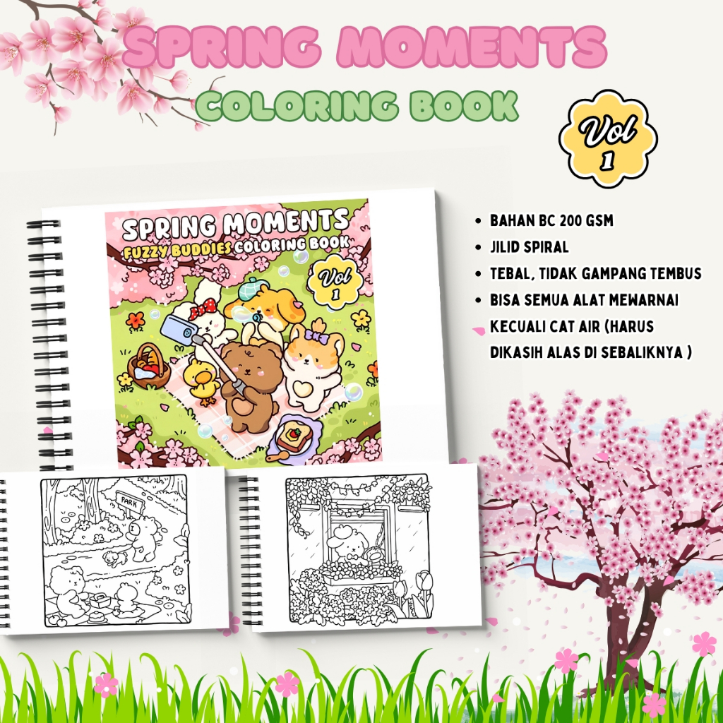 Jual SPRING MOMENTS VOL 1 Fuzzy Buddies Coloring Book For Kids Adults ...