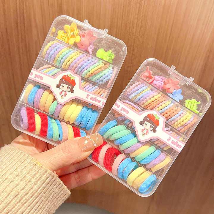 Jual AB126 Karet Rambut Box Ikat Rambut Kotak isi 55pcs Karet Rambut ...