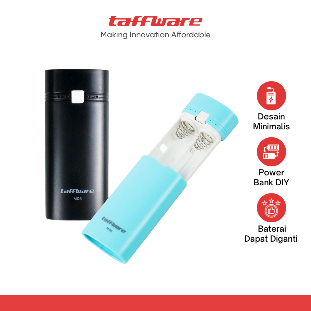 Jual Taffware Case Power Bank DIY untuk 2 PCS 18650 Flat Top - M06 ...