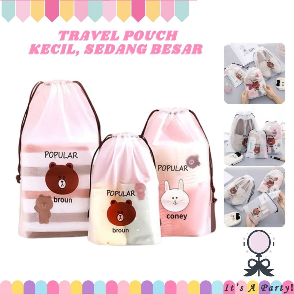 Jual Travel pouch ukuran kecil sedang besar pouch serut serbaguna ...