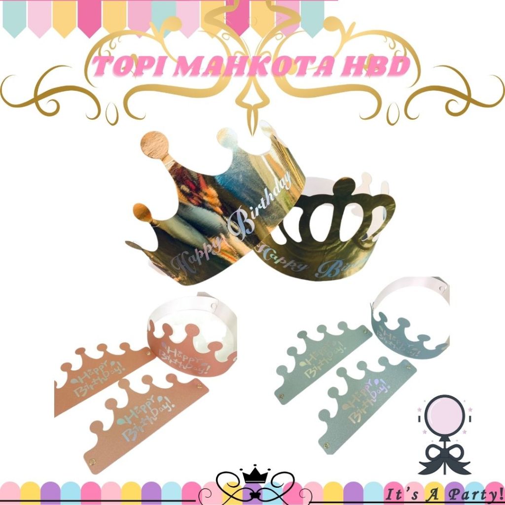 Jual Mahkota Crown King Party Ulang Tahun Kertas Premium Tulisan Happy ...