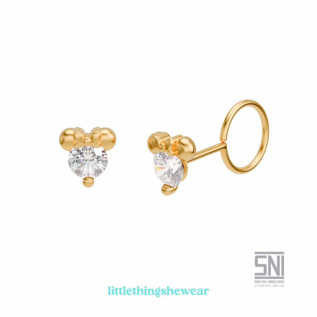 Jual LITTLETHINGSHEWEAR - Anting Emas Bayi Little Millie Swarovski - Anting Loop End Anting Toge ...