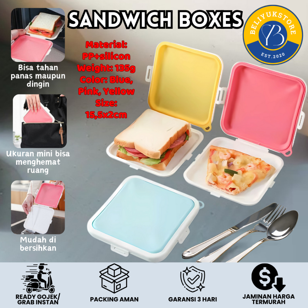 Jual Sandwich Box / Kotak Bekal Sandwich Silikon / Kotak Penyimpanan ...