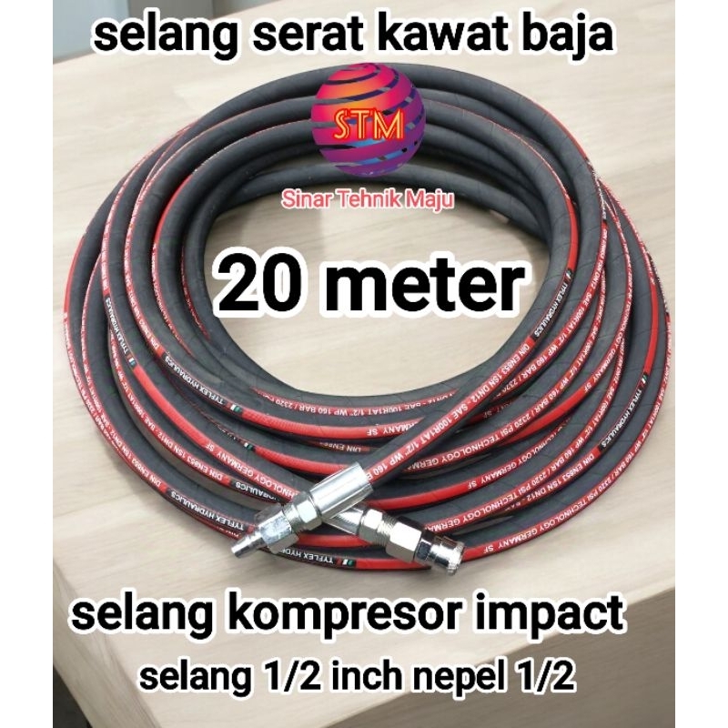 Jual selang angin selang kompresor impact 1/2 inch panjang 20 meter ...