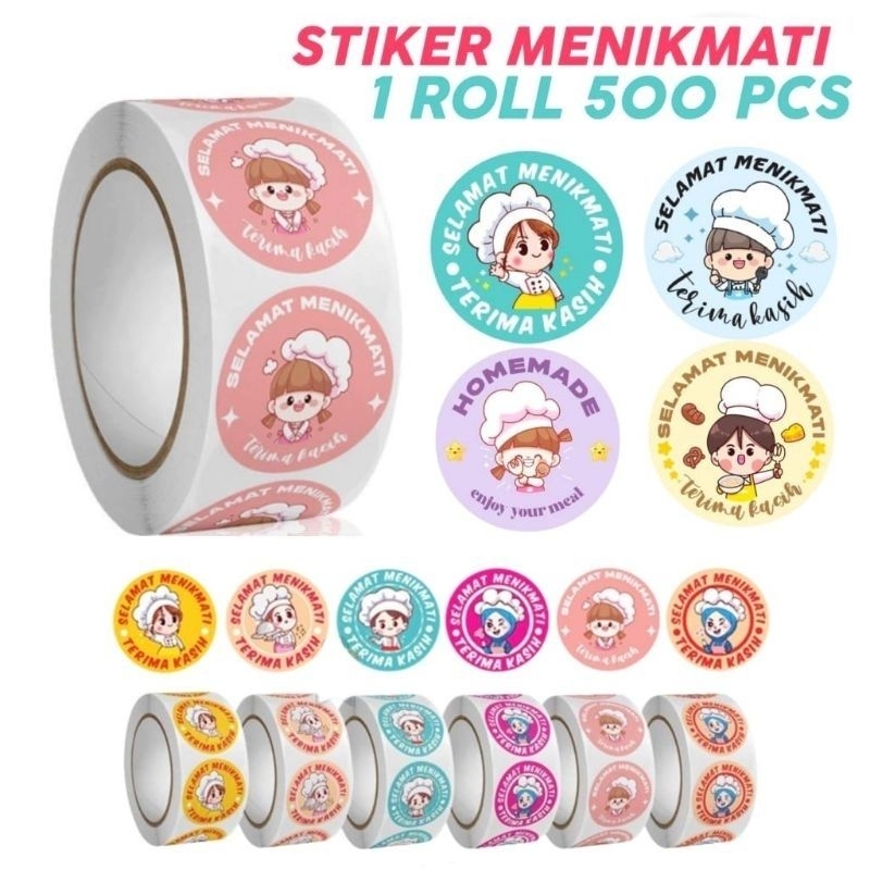 Jual FARIN - Stiker Thank You 500 pcs Selamat Menikmati Sticker Bulat ...