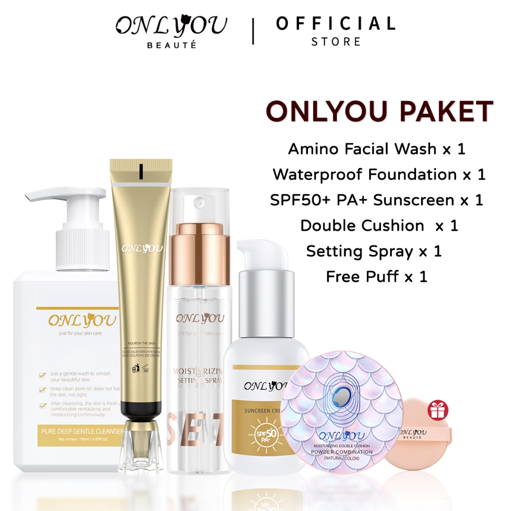 Jual ONLYOU 6pcs Paket waterproof tahan lama Foundation 30G & Matte ...