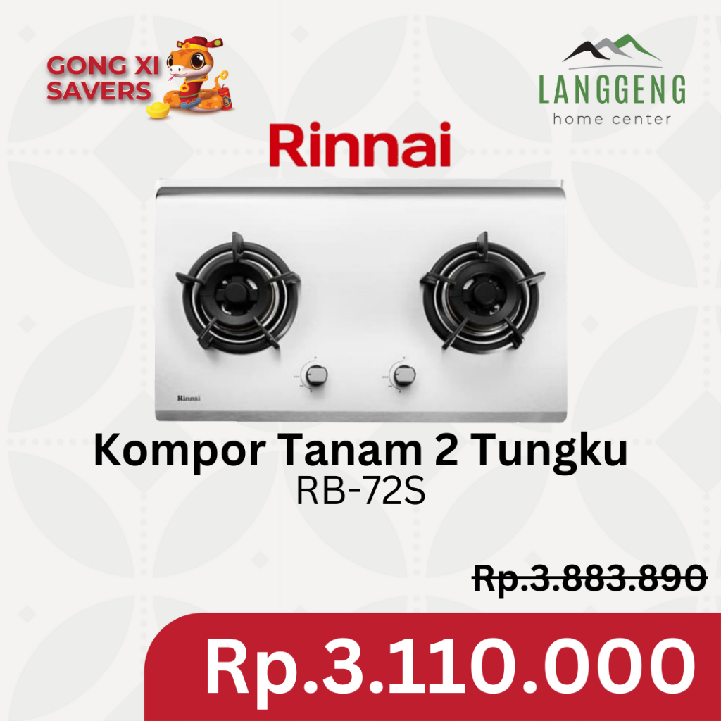 Jual PROMO SPESIAL IMLEK LIVE Rinnai Kompor Tanam RB-72S Stainless RB-72S 2 Tungku | Shopee ...