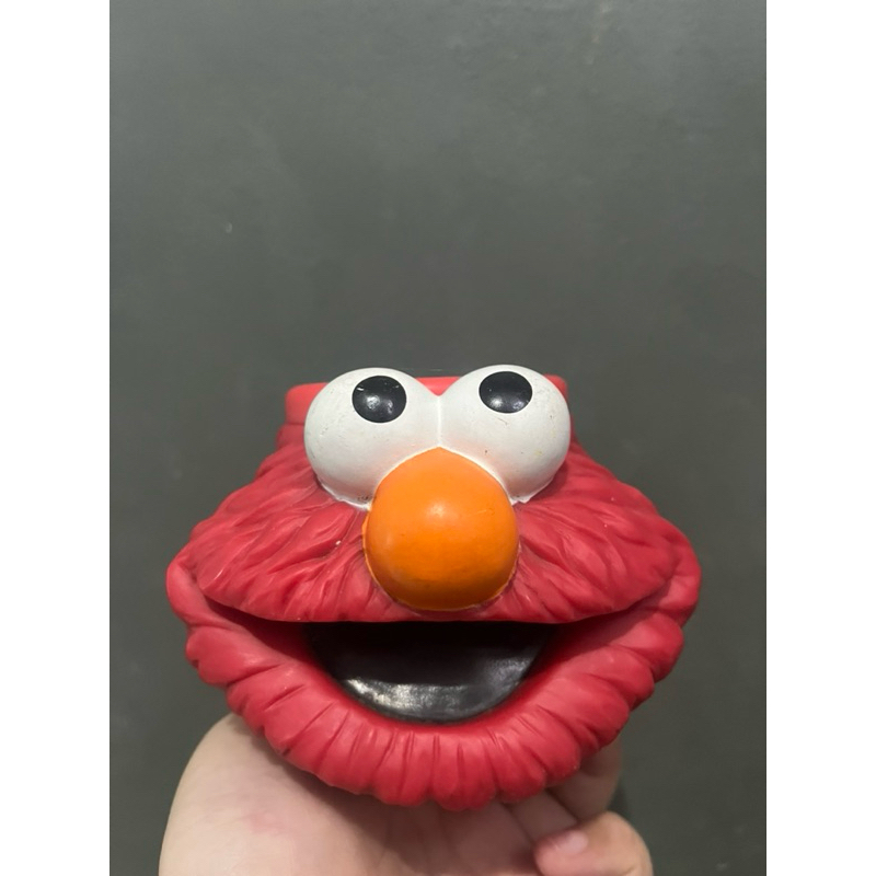 Jual elmo glass animasi red monster muppet// elmo figure glass // gelas ...