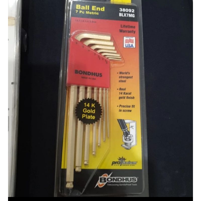 Jual Bondhus BLX Kunci L USA dengan lapisan emas asli 14 Karat dengan ...
