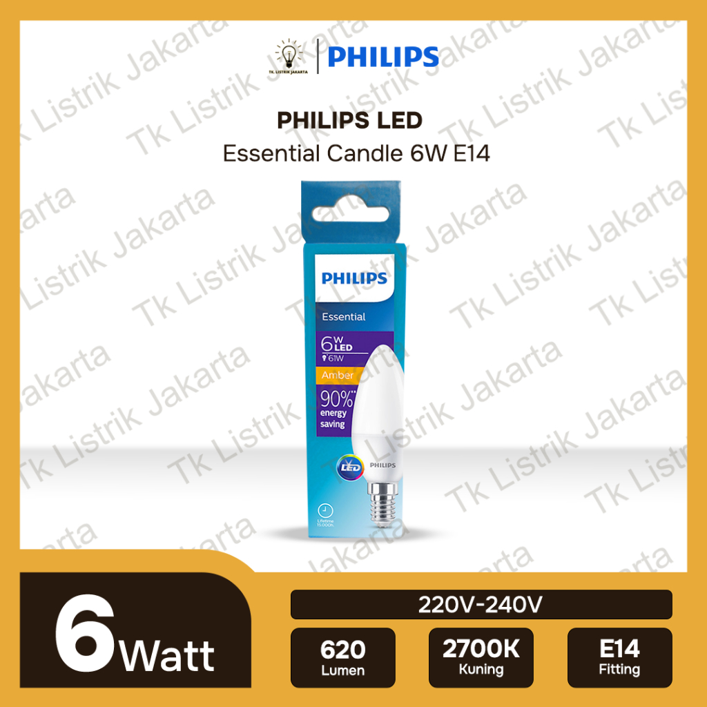 Jual Lampu Hias LED bulb Candle Philips Essential 6W E14 Lilin Cabe ...
