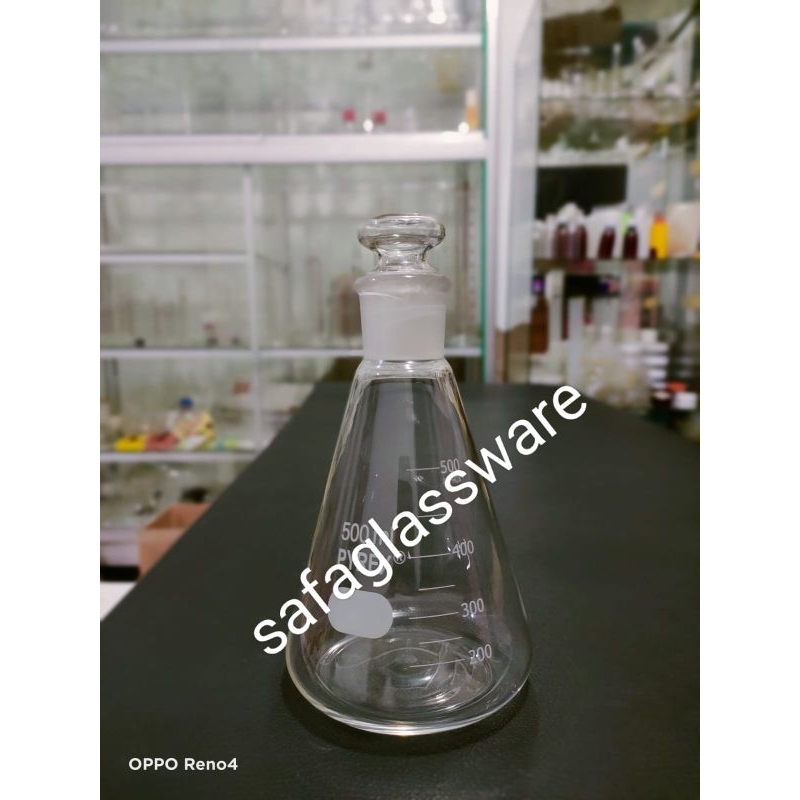 Jual Erlenmeyer Flask With Stopper/Erlenmeyer Tutup 500ml Pyrex ...