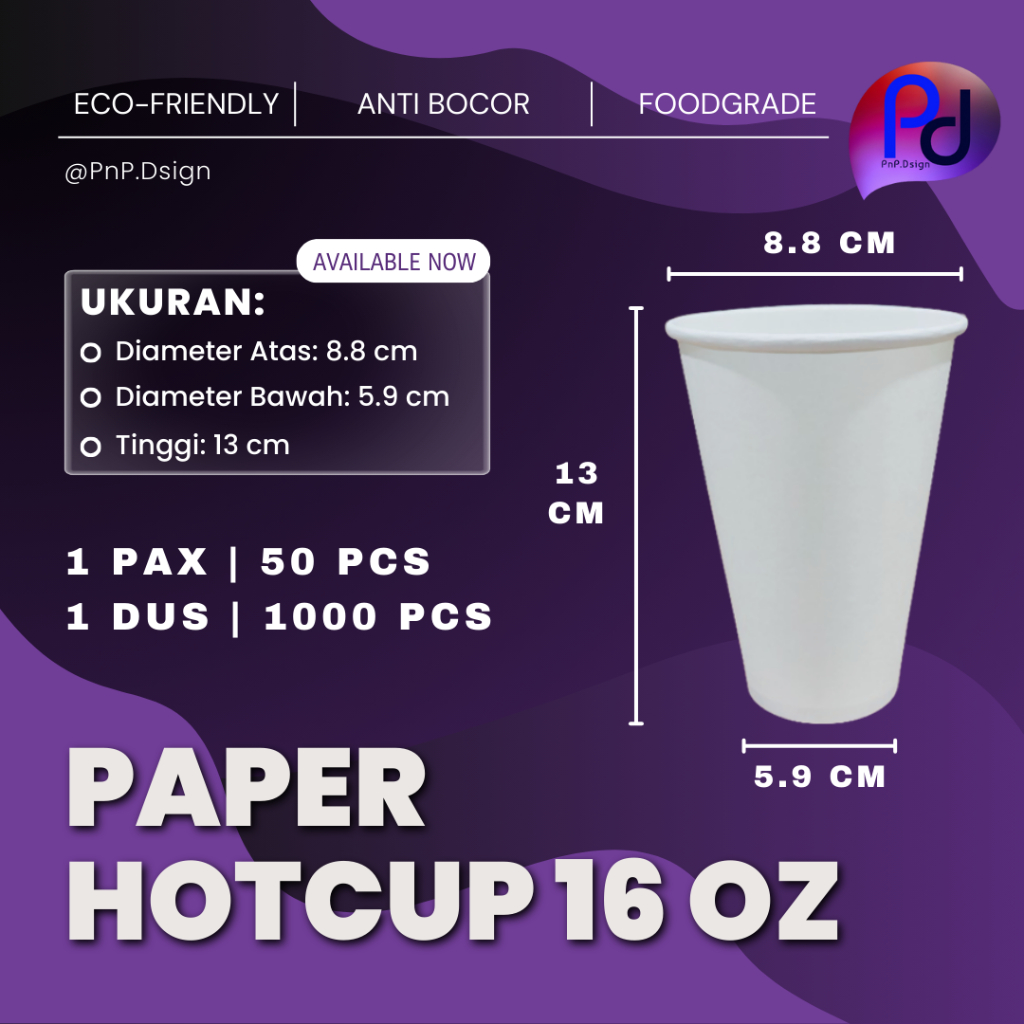 Jual Paper Hot Cup Gelas Kertas 16 oz 475 ml Polos isi 50 pcs | Shopee ...