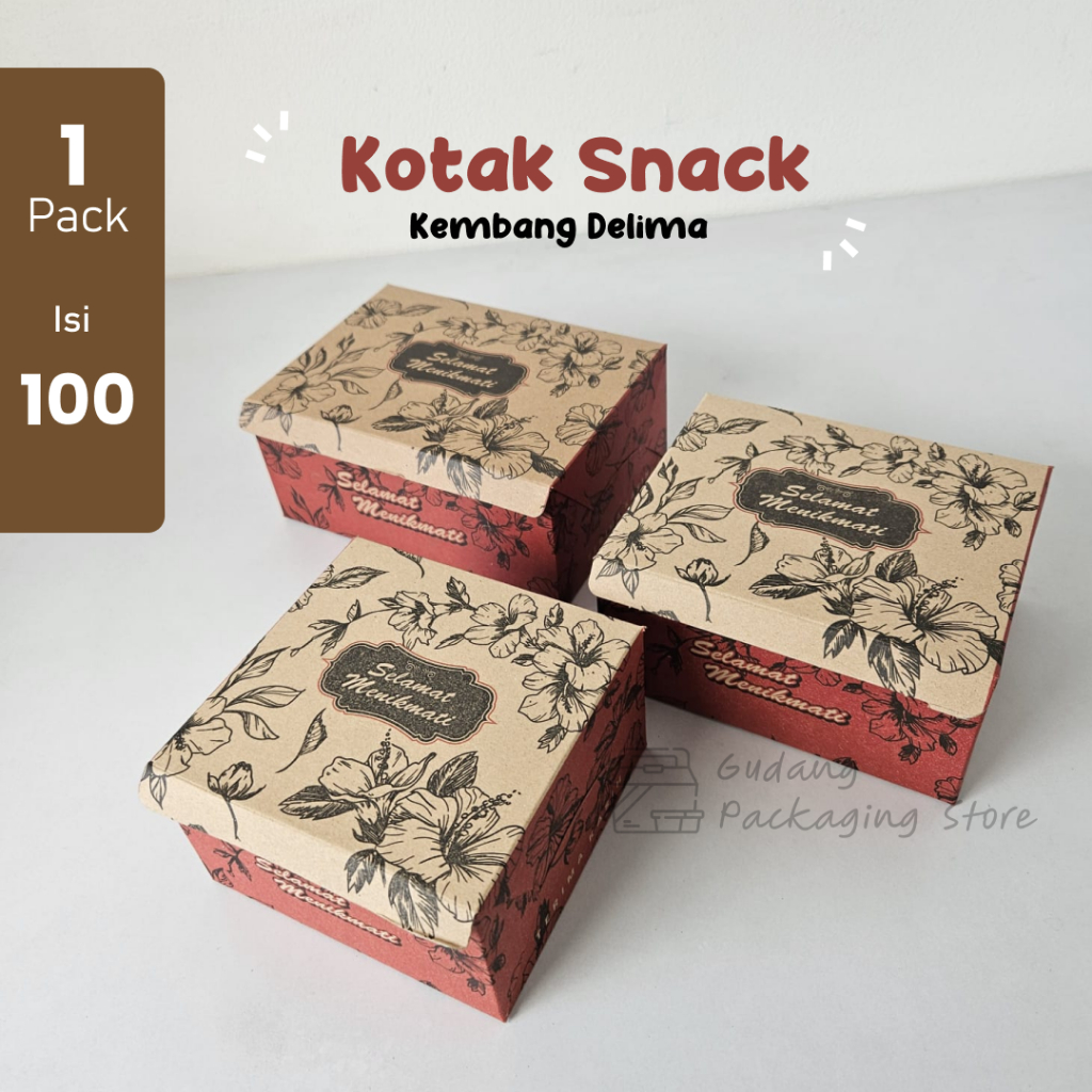 Jual 100 pcs / Box Snack Kraft Motif / Dus Snack Hajatan / Kembang ...