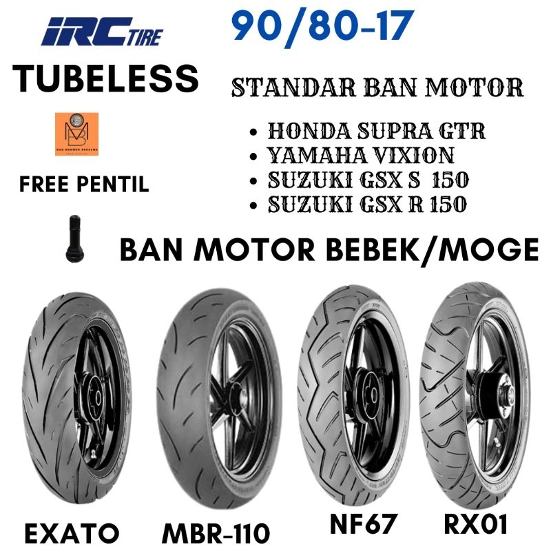 Jual Ban Motor Bebek Tubeless IRC 90/80 Ring17 Original Free Pentil ...