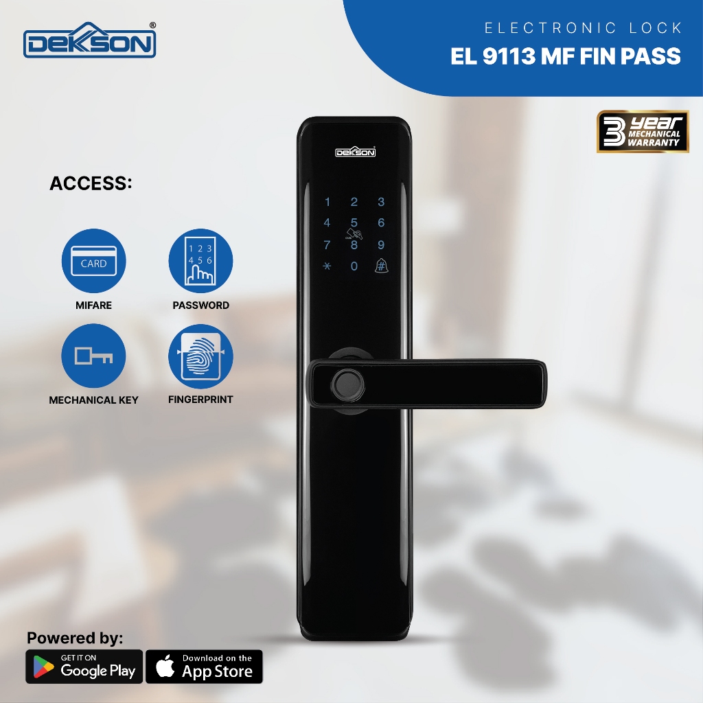 Jual Dekkson Smart Digital Lock EL 9113 MF FIN PASS HITAM | Shopee ...