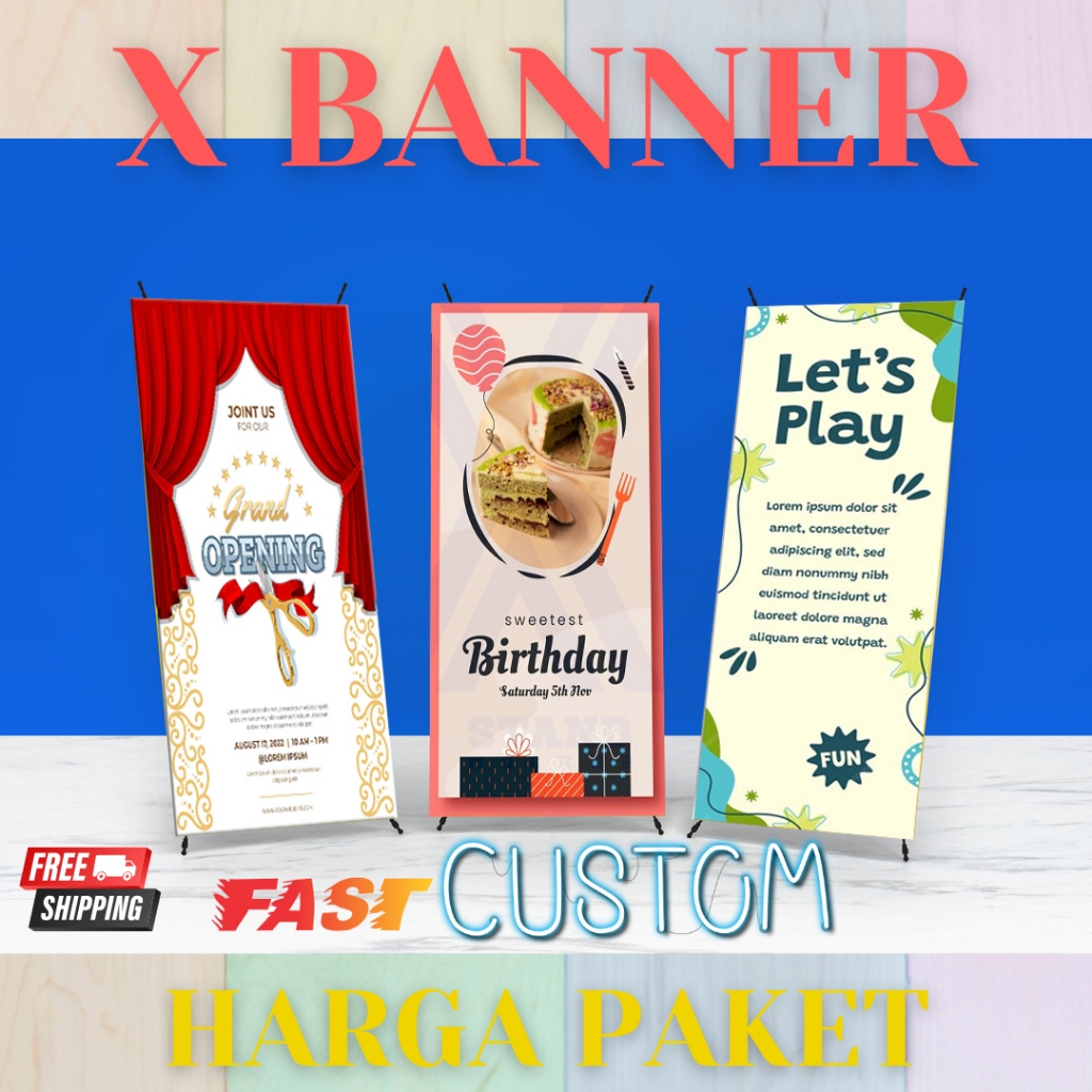 Jual [Termasuk Kaki] Cetak X-Banner 60 X 160 Cm Banner Murah Anti Air ...