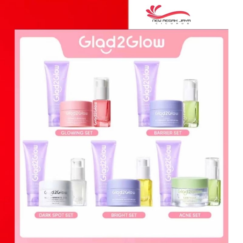 Jual Glad2glow G2G Set 3 in 1 - Acne Set | Glowing Set | Bright Set ...