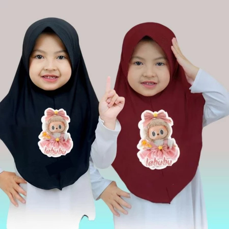 Jual hijab instan anak labubu 1-9 Tahun Jersey premium tebal/hijab ...