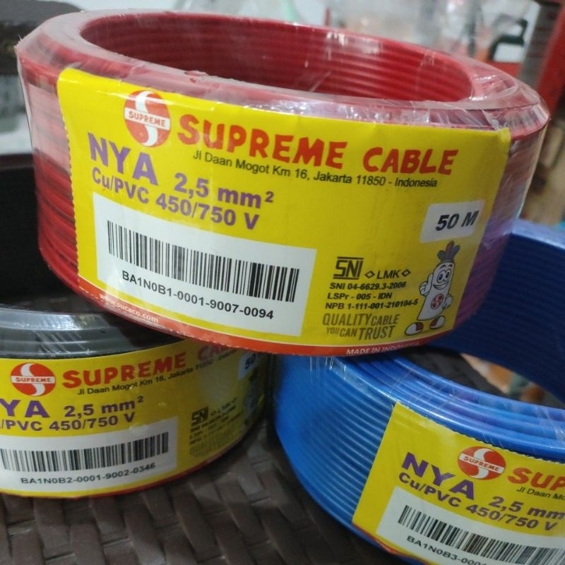 Jual Supreme Kabel NYA 2,5mm 50meter Cable NYA Cu/PVC 450/750 V 50 M ...