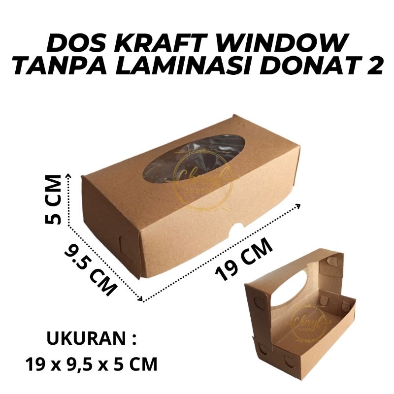Jual (1 PCS) DOS / DUS KUE DONAT KRAFT WINDOW TANPA LAMINASI ISI 2 UK ...
