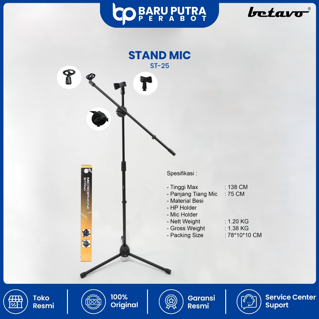 Jual STAND MIC BETAVO ST 25 PROFESIONAL STAND MICROPHONE | Shopee Indonesia