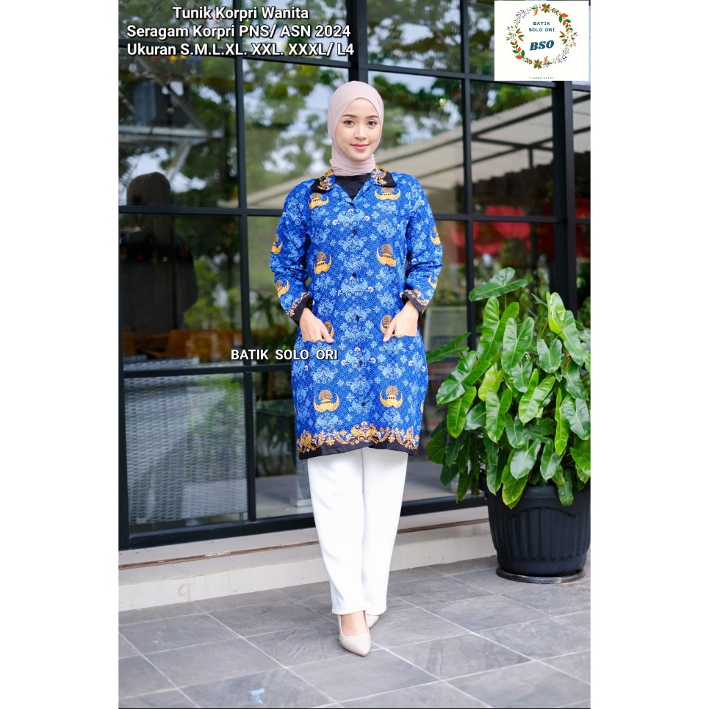 Jual ORI Tunik Korpri 2025. Baju Korpri Terbaru 2024 Wanita Ukuran S M L XL XXL XXXL Bahan Katun ...
