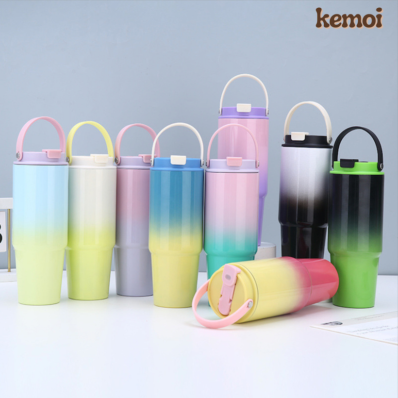 Jual Termos Tumbler Portable 900 ML Botol Air Warna Gradasi With Handle / Tumbler Handle 3in1 ...
