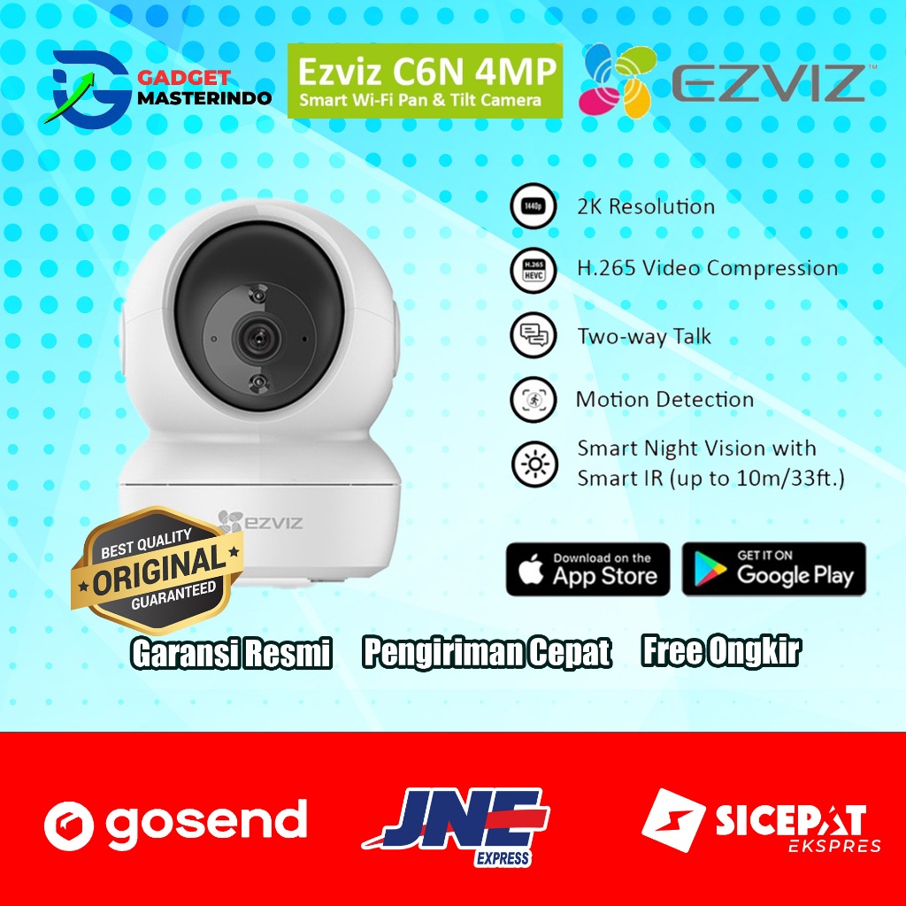 Jual Ezviz C6N 4MP Smart Wifi Pan Tilt IP Camera CCTV Indoor 1440p ...