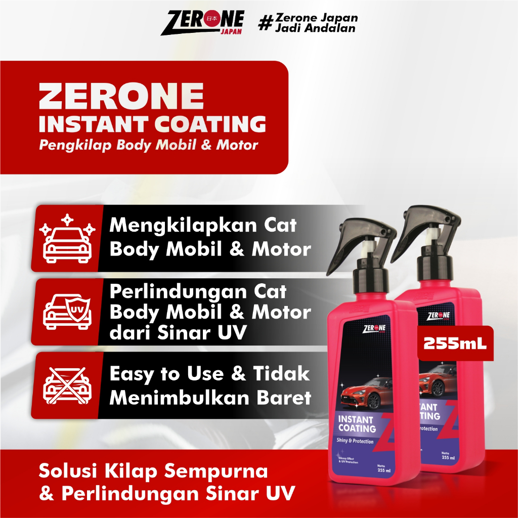 Jual Zerone Japan Coating Instan Kilap Tinggi Mobil Motor Anti Air [2 ...
