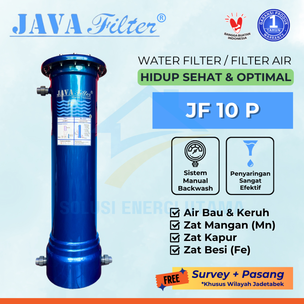 Jual JAVA FILTER - JF10 P Tabung Water Filter Air - Manual Backwash | Shopee Indonesia