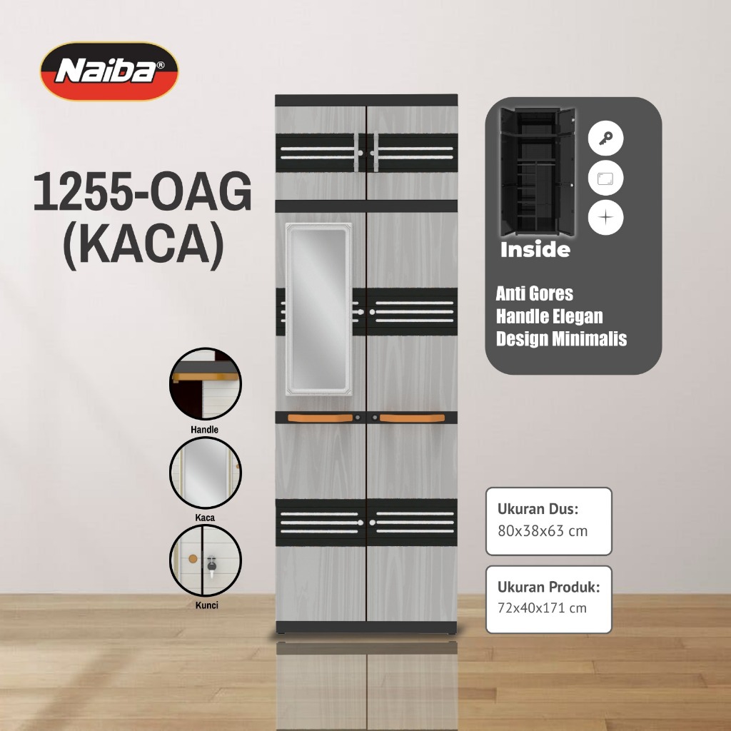 Jual Naiba Lemari Pakaian MSC Fit Mirror Hanger Jumbo Ebony | Shopee ...