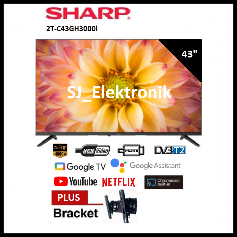 Jual (KHUSUS LUAR KOTA) Braket + Sharp 2T-C43GH3000i / 43GH3000i Full HD Google TV | LED TV 43 ...