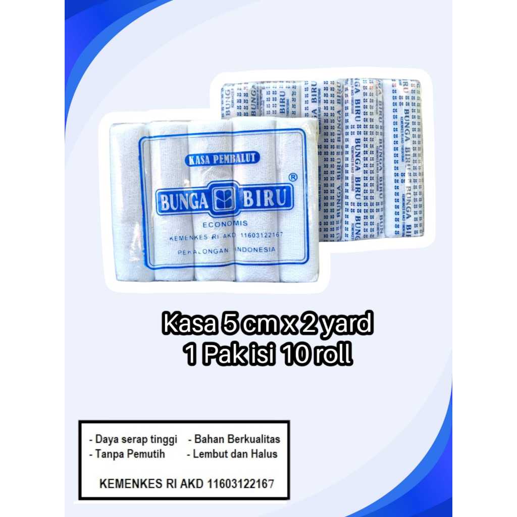 Jual Bunga Biru Kasa Perban Kassa Verban ukuran 5 cm x 2 yard | Shopee ...