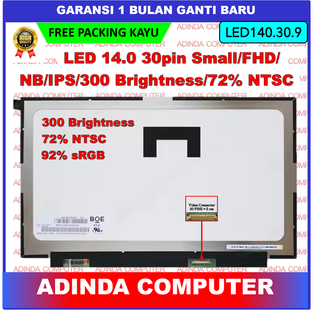 Jual LCD LED 14.0 14 Inch 30 Pin 30pin Small Narrow IPS FHD Full HD ...