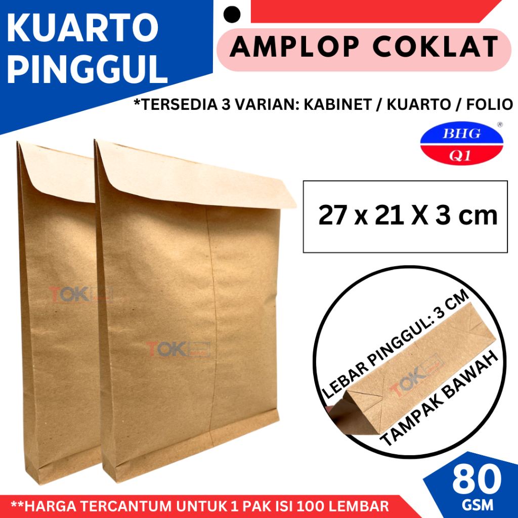 Jual Amplop KWARTO / Kuarto PINGGUL ( 21 X 27 X 3 CM ) isi 100 LEMBAR ...