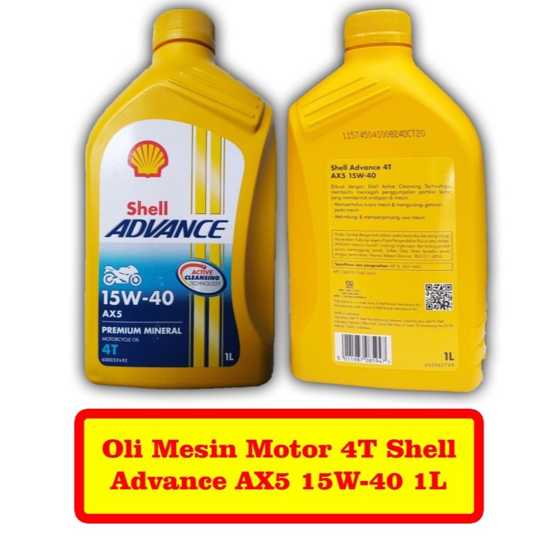 Jual SHELL ADVANCE AX5 4T PREMIUM MINERAL JASO MB SAE 15W-40 ISI 1 ...