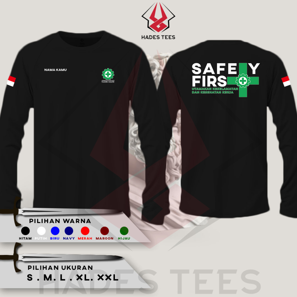 Jual Kaos LENGAN PANJANG Utamakan Keselamatan & Kesehatan Kerja Safety ...