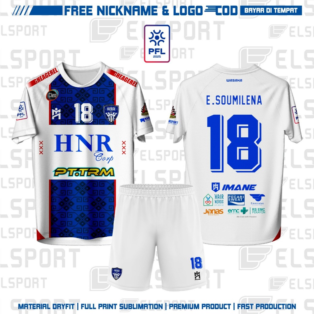 Jual Jersey Futsal Custom Fafage Banua Away New PFL 2025 Full Printing ...